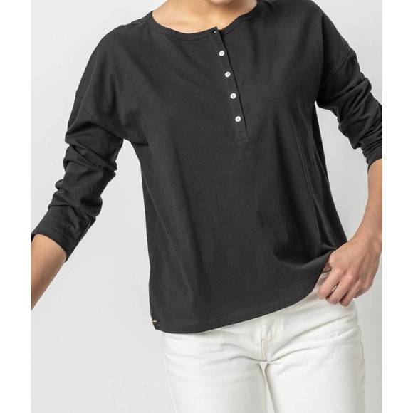 Lilla P | Tops | New Lilla P Relaxed Soft Wash Jersey Henley In Black ...